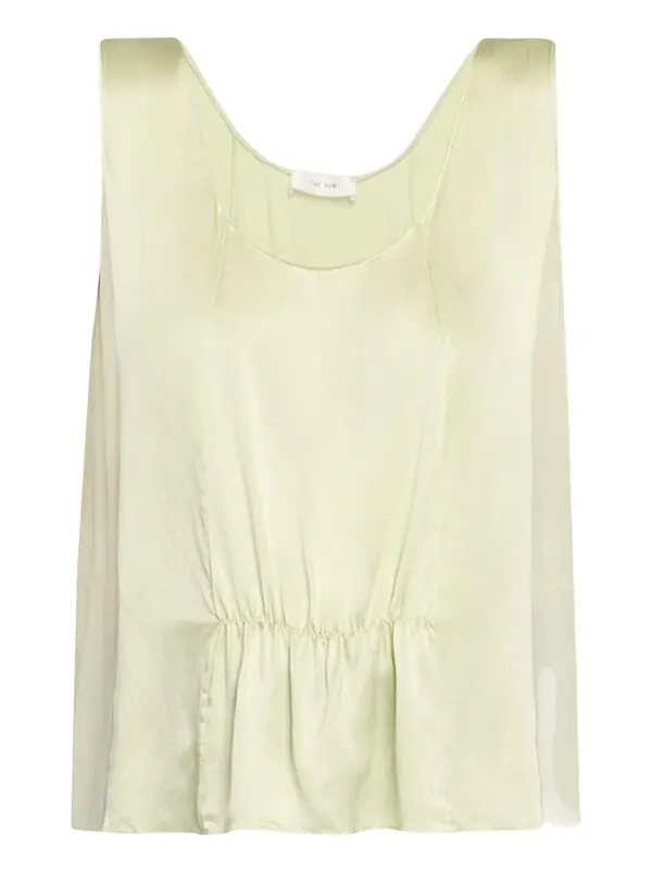 THE ROW Dinara Boxy Silk Top - Pale Grass