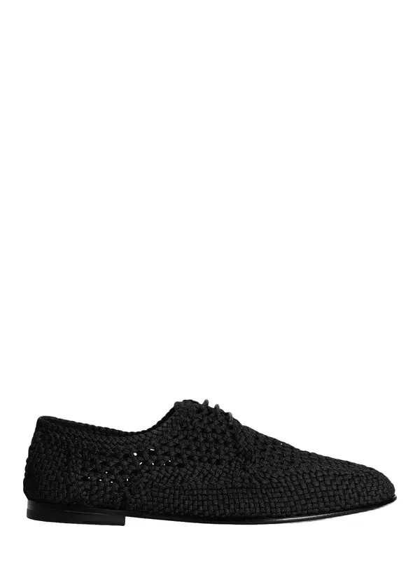 Dolce & Gabbana Woven Fabric Derby Shoes - Black