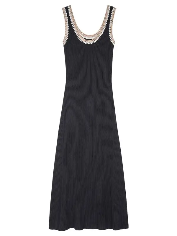 Rails Colleen Ribbed Dress With Crochet Trim - Black