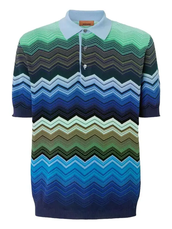 Missoni Zigzag-woven Polo Shirt - Blue