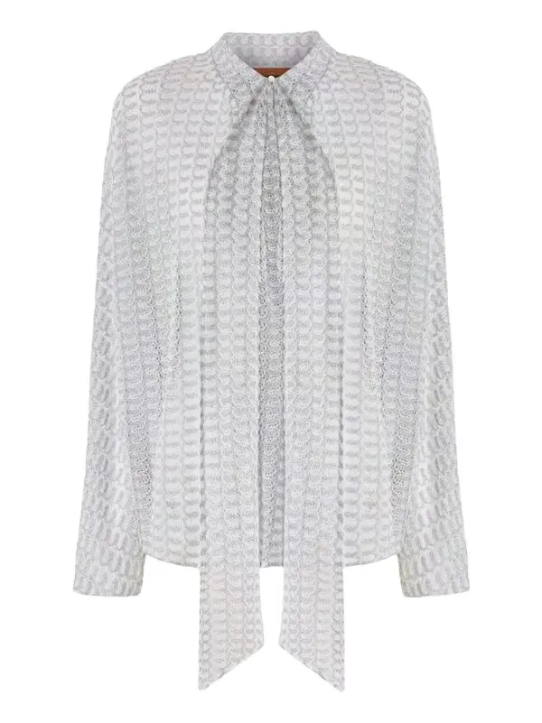 Missoni Sash-collar Lamé Blouse - Silver
