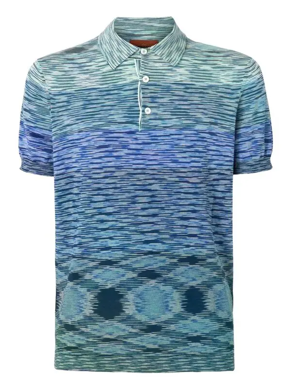 Missoni Striped Cotton Polo Shirt - Blue