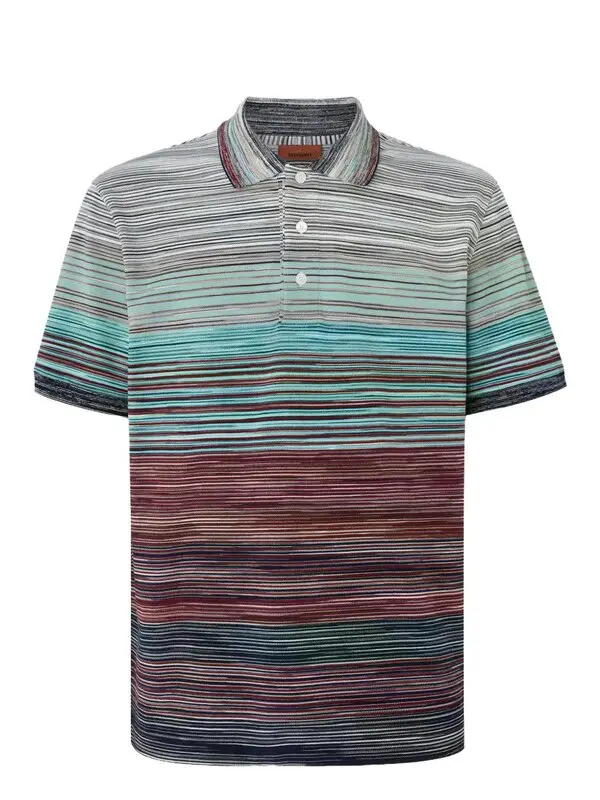 Missoni Striped Cotton Polo Shirt - Red