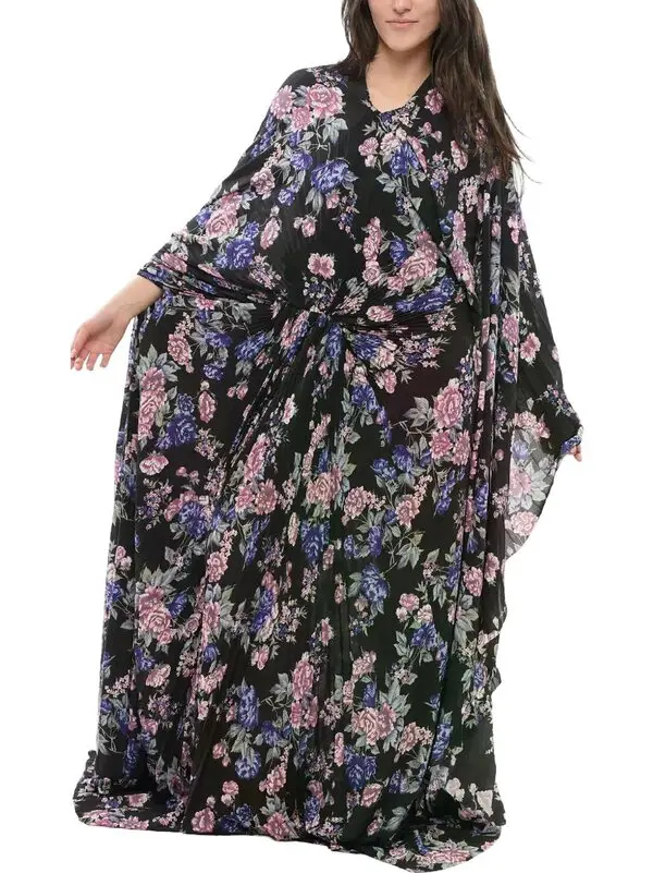 Balenciaga Floral-print Pleated Maxi Dress - Black
