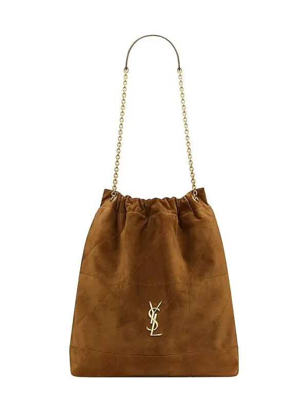 Saint Laurent Jamie Large Pouchon - Warm Caramel Cognac Suede/gold
