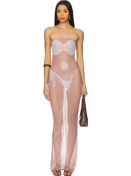 DI PETSA Tan Lines Mesh Dress - Medium Nude