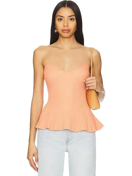 Line & Dot Saffy Peplum Top - Coral