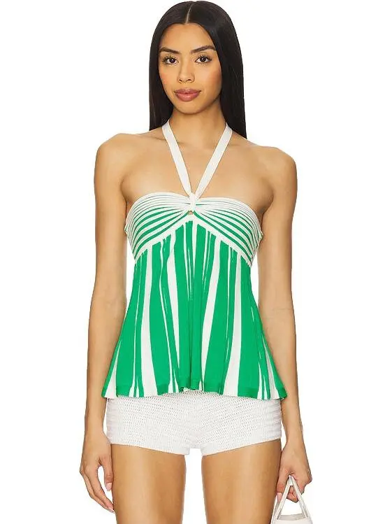 Amanda Uprichard Dianella Top - Ivory & Green