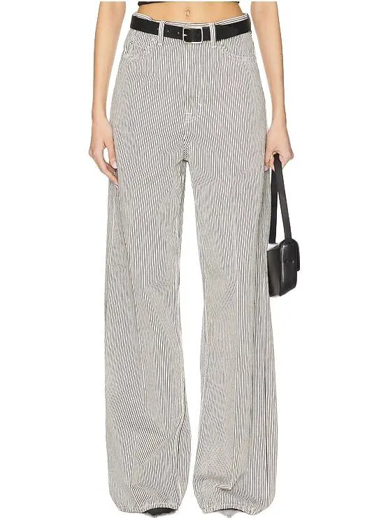 GRLFRND Rey High Rise Wide Jeans - Ticking Stripe