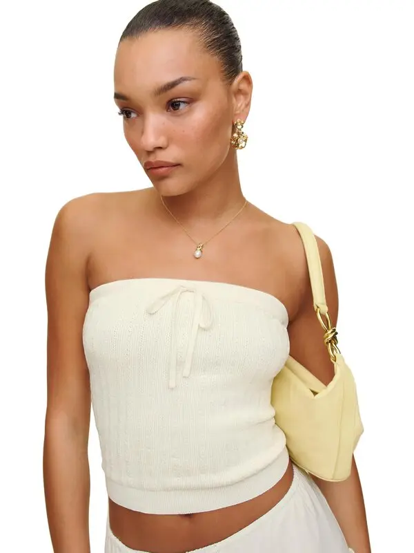 REFORMATION Zazie Cotton Strapless Sweater - Ivory