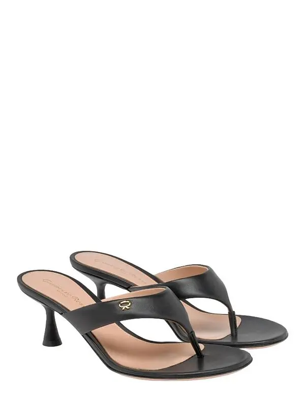 GIANVITO ROSSI Ascent Thong 55 Sandal - Black Nappa Leather