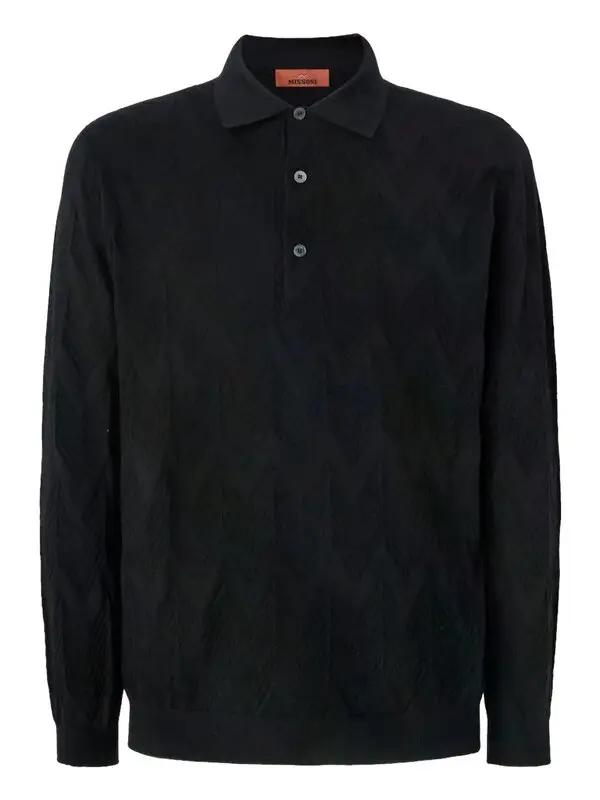 Missoni Zigzag-woven Polo Shirt - Black