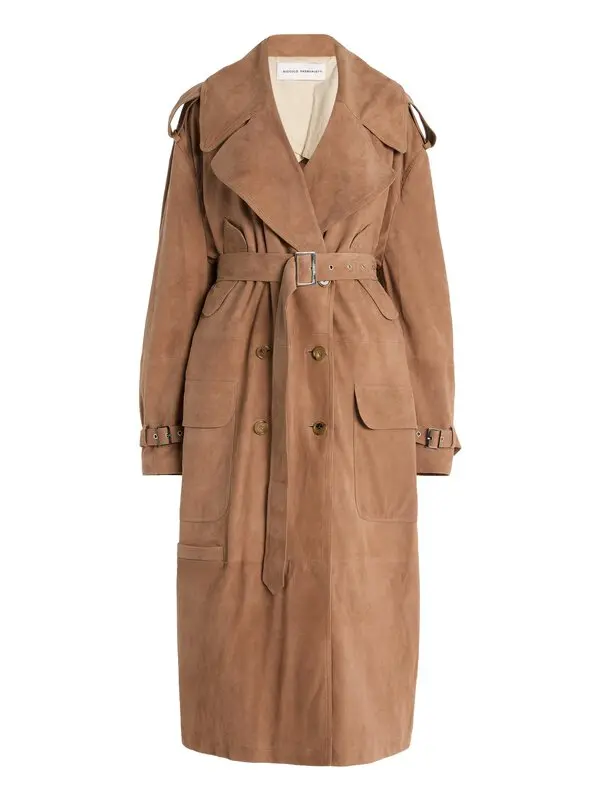 NICCOLO PASQUALETTI Cavo Suede Trench Coat - Brown