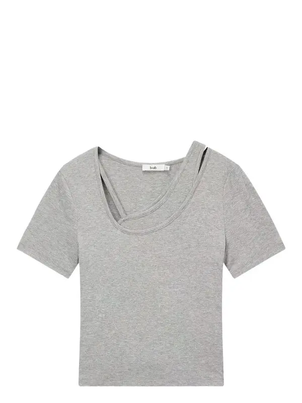 B+AB Asymmetric-neckline T-shirt - Grey