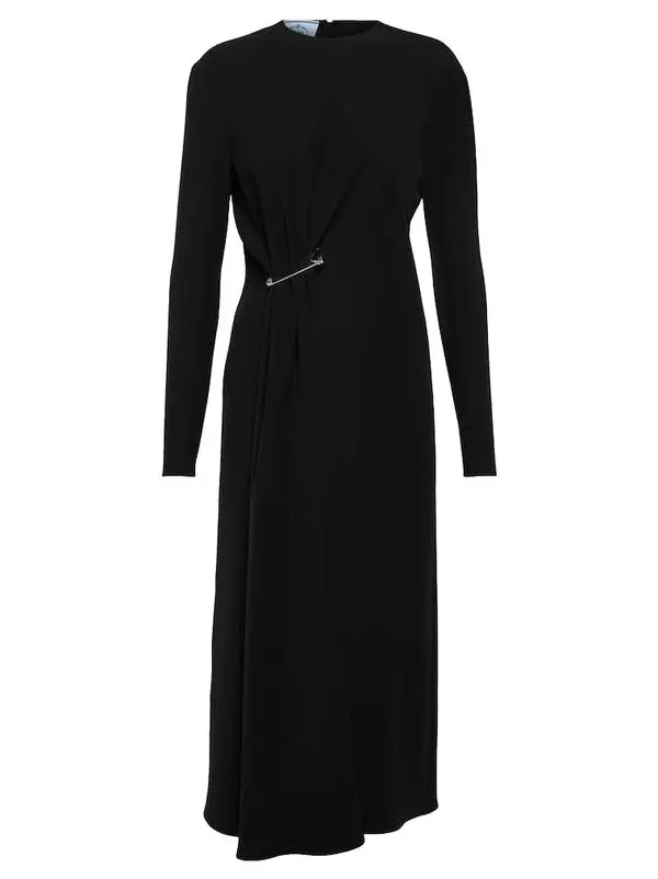 Prada Embellished Crêpe Midi Dress - Black