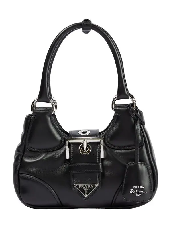 Prada Moon Small Leather Shoulder Bag - Black