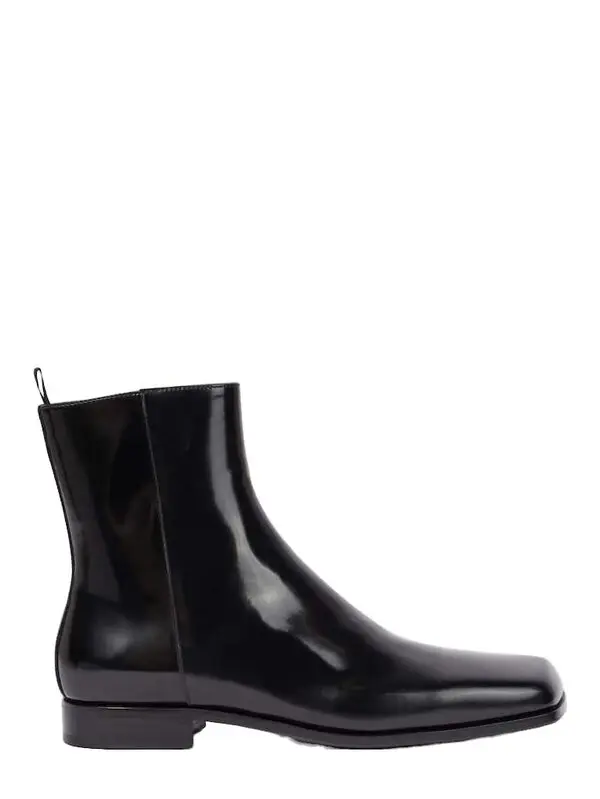Prada Leather Ankle Boots - Black