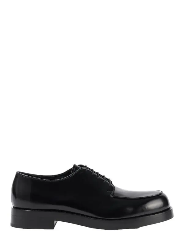 Prada Brushed Leather Derby Shoes - Black