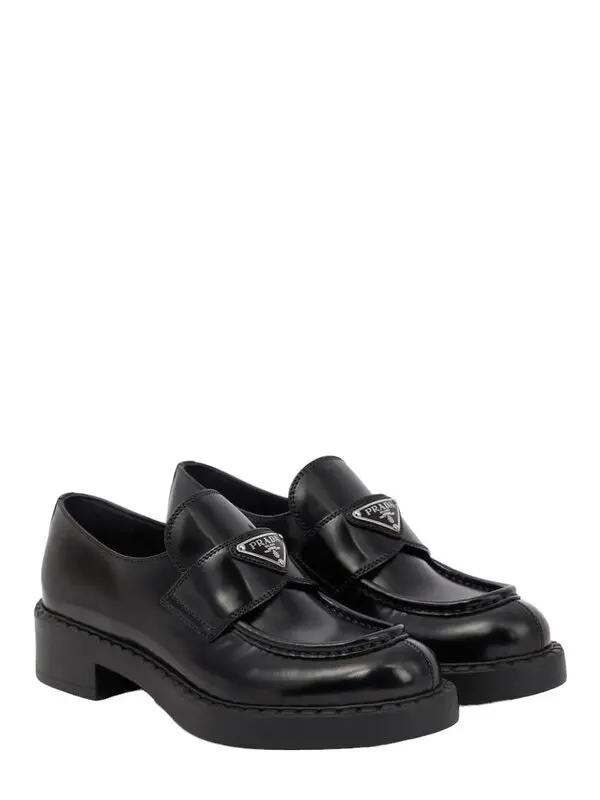 Prada Platform Leather Loafers - Black