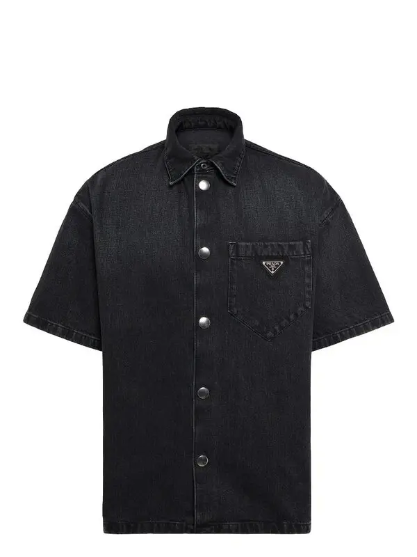 Prada Logo Denim Shirt - Black