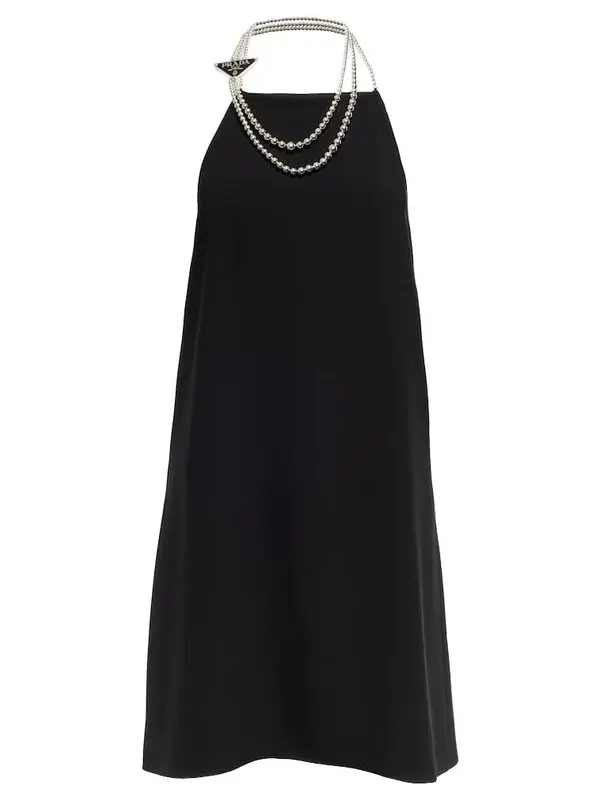 Prada Embellished Cady Minidress - Black