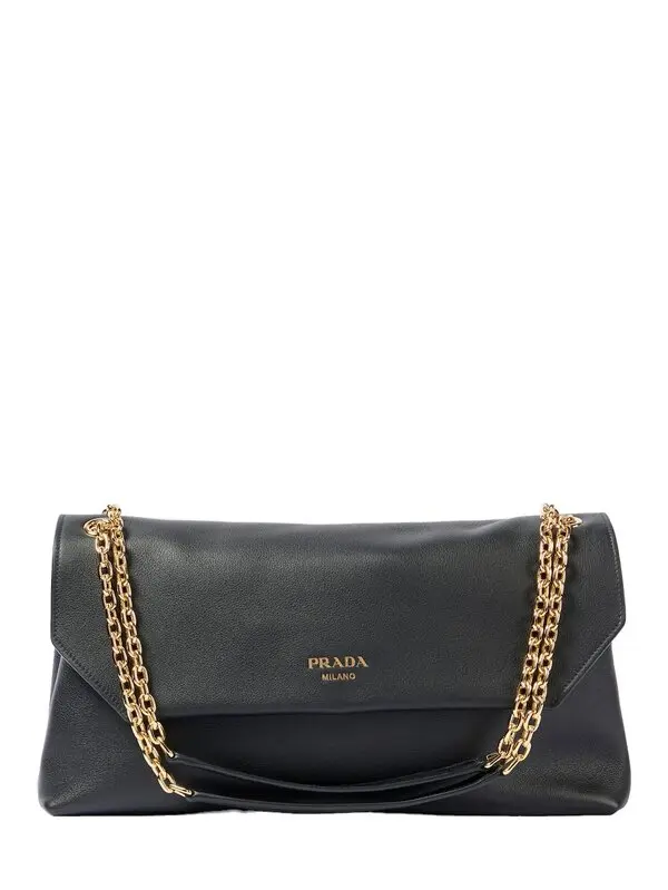 Prada Medium Leather Shoulder Bag - Black