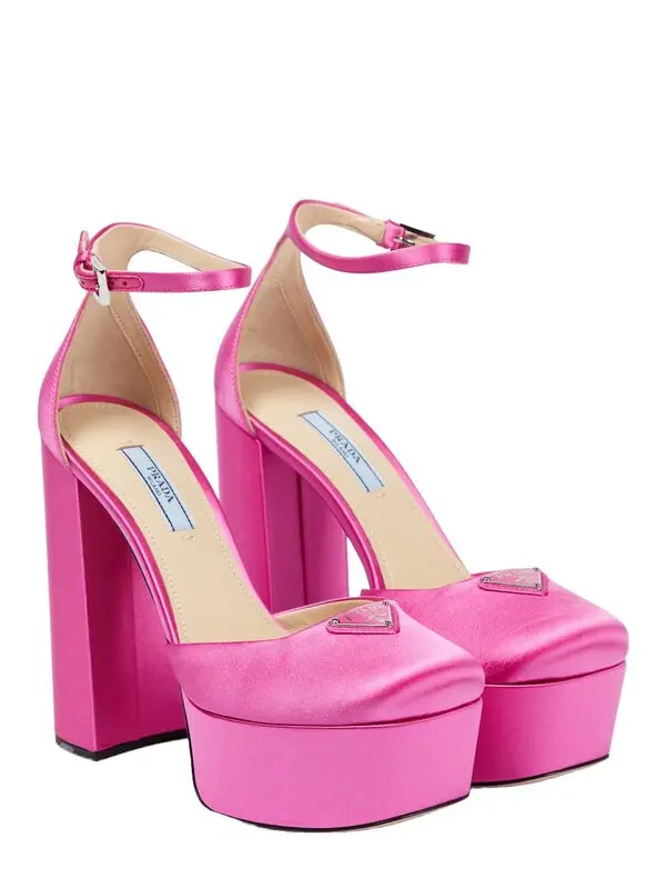 Prada Satin Platform Pumps - Pink