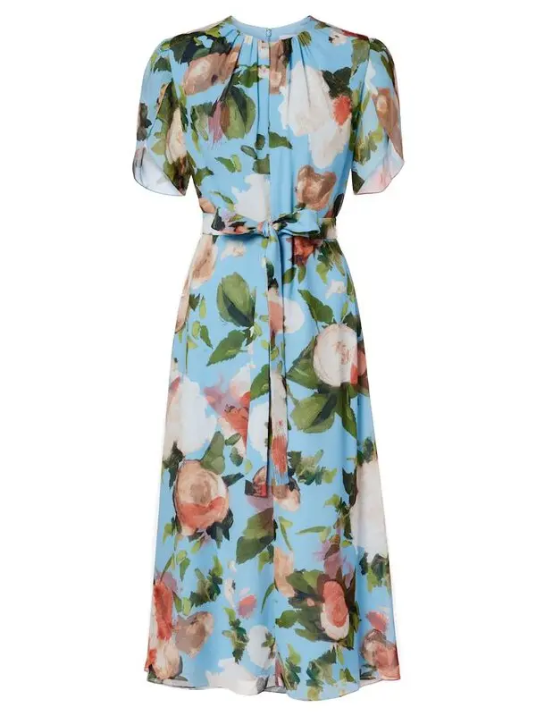 Erdem Floral Print Silk Voile Midi Dress - Multicoloured