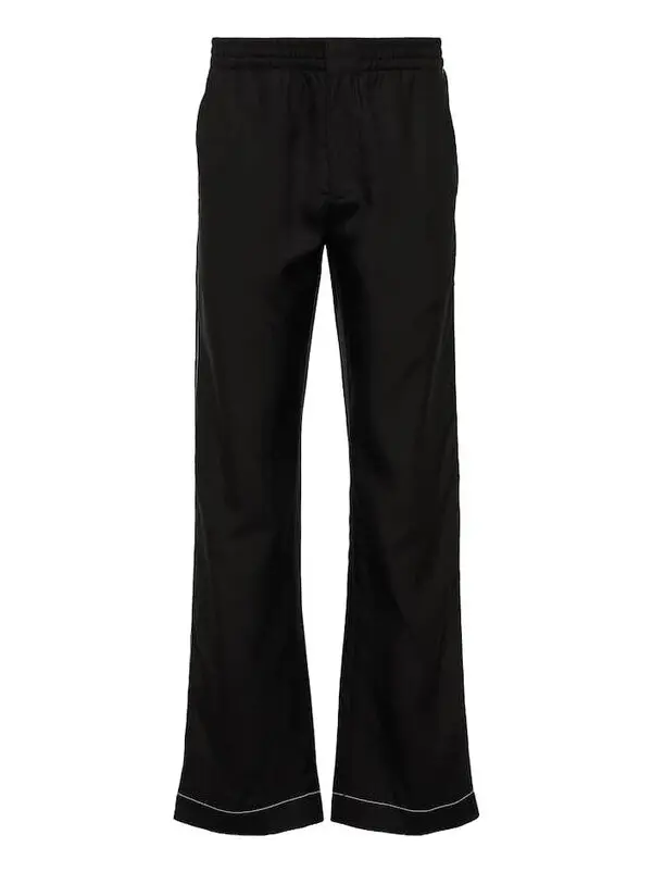 Prada Silk Straight Leg Trousers - Black