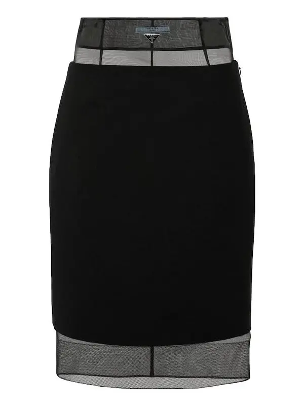 Prada Crinoline And Virgin Wool Midi Skirt - Black
