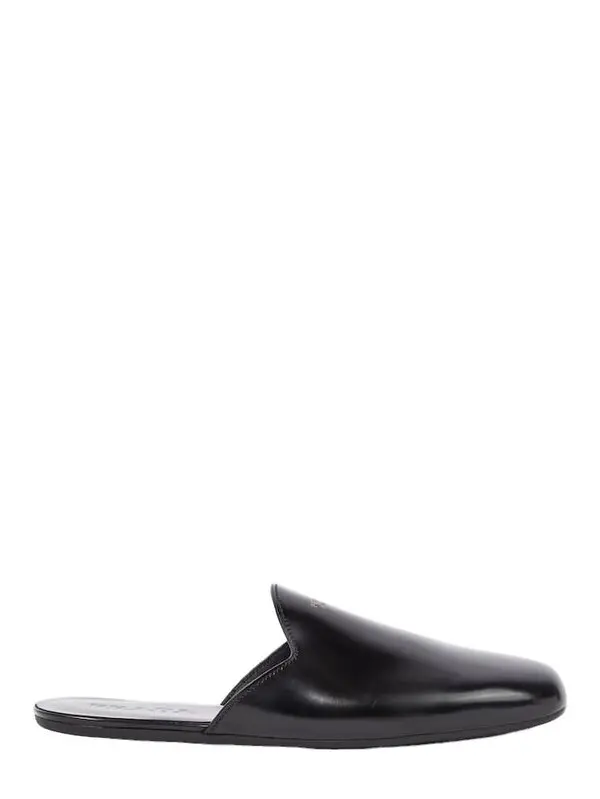 Prada Brushed Leather Mules - Black