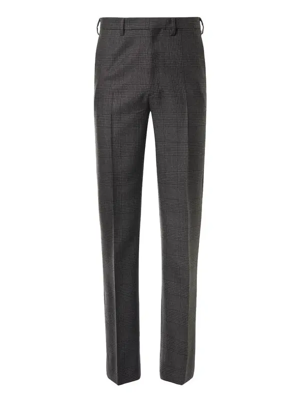 Prada Prince Of Wales Cropped Virgin Wool Pants - Grey