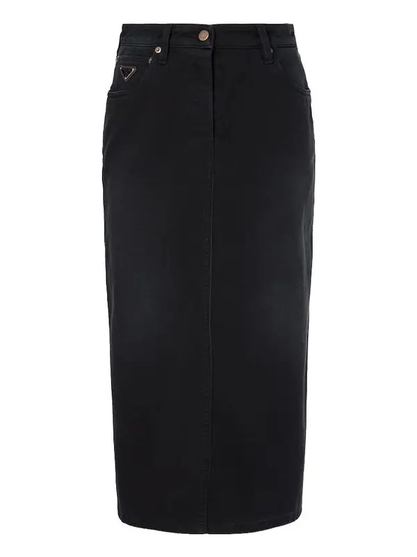 Prada Denim Midi Skirt - Black