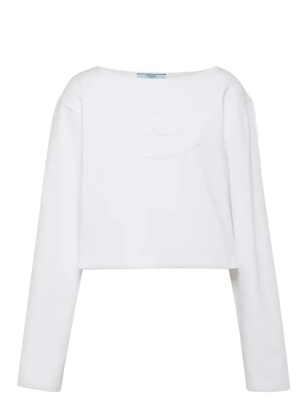 Prada Logo Cropped T-shirt - White