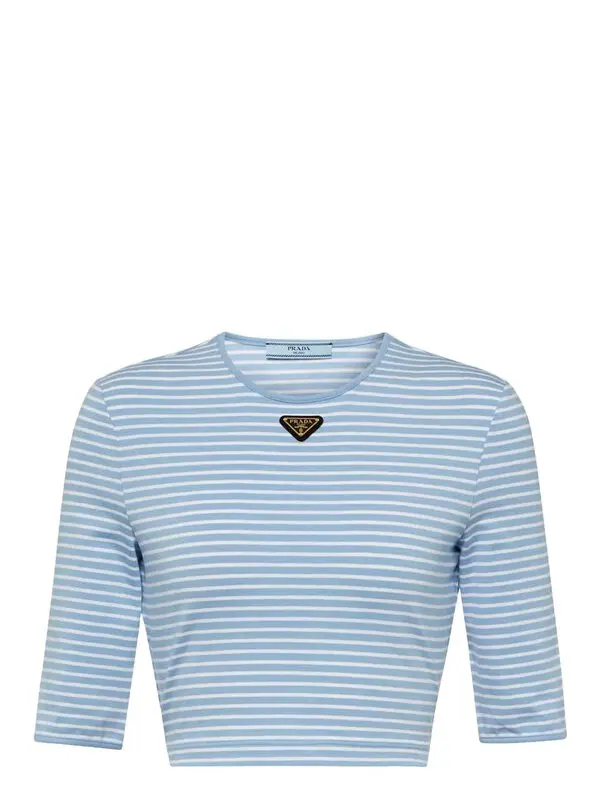 Prada Logo Cotton-blend Crop Top - Multicoloured