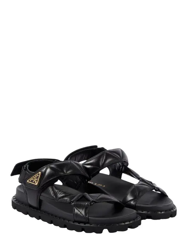 Prada Fussbett Quilted Leather Sandals - Black