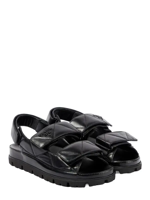 Prada Quilted Leather Sandals - Black