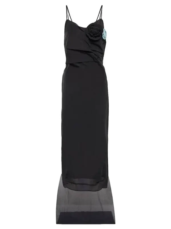 Prada Embellished Draped Gown - Black