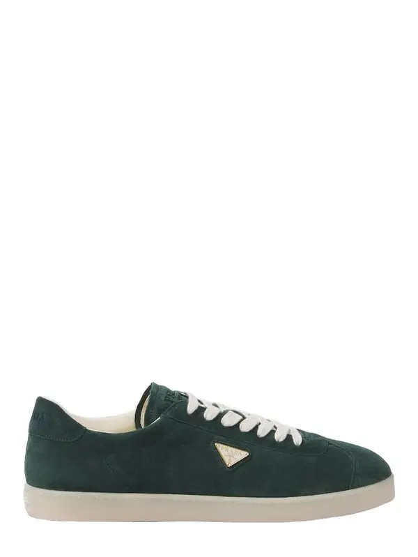 Prada Lane Logo Suede Sneakers - Green