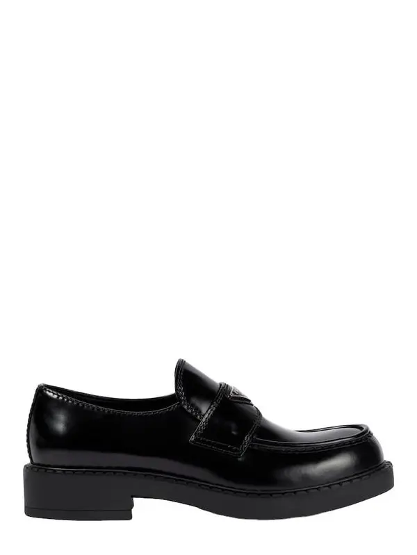 Prada Brushed Leather Loafers - Black