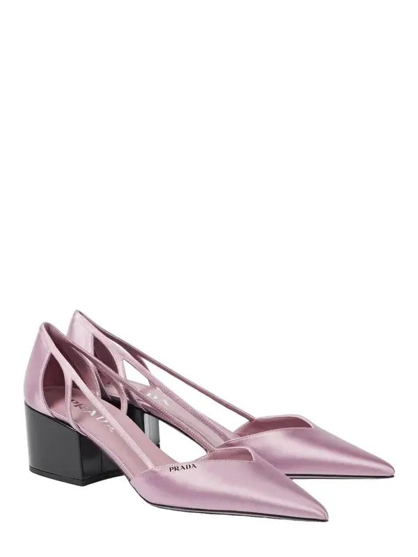 Prada Cutout Satin Pumps - Pink