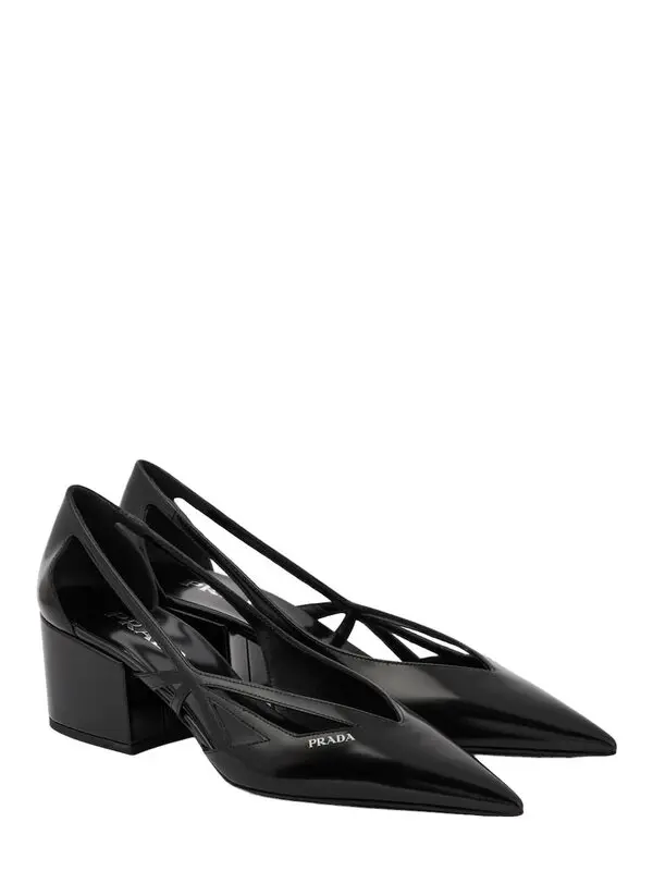 Prada Cutout Leather Pumps - Black