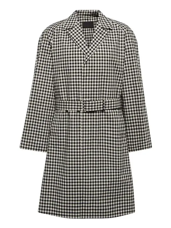 Prada Checked Cotton Trench Coat - White