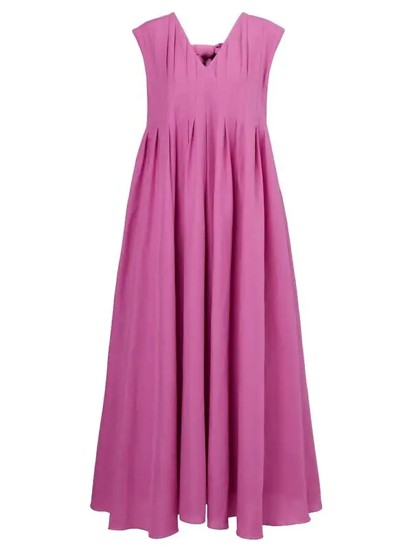 Max Mara Piega Ramie And Cotton Maxi Dress - Pink