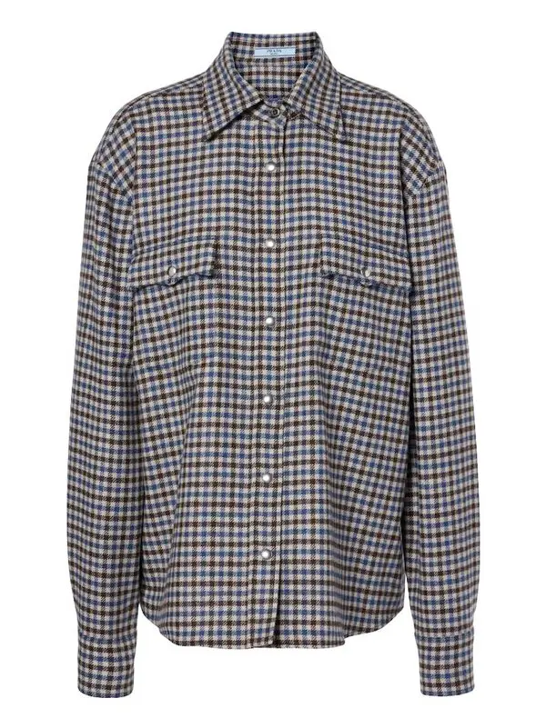 Prada Checked Wool Shirt - Brown
