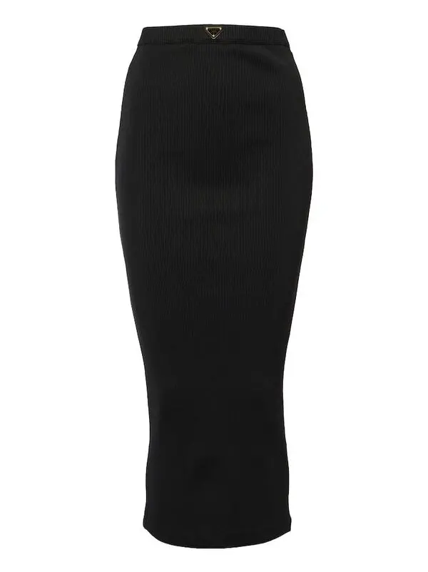 Prada Knitted Midi Skirt - Black