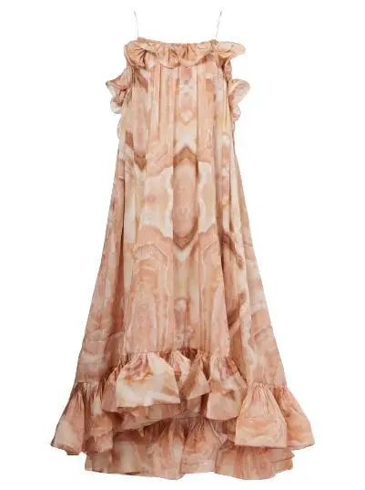 Zimmermann Illuminate Printed Silk Maxi Dress - Neutrals