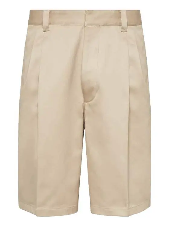 Prada Pleated Bermuda Shorts - Beige