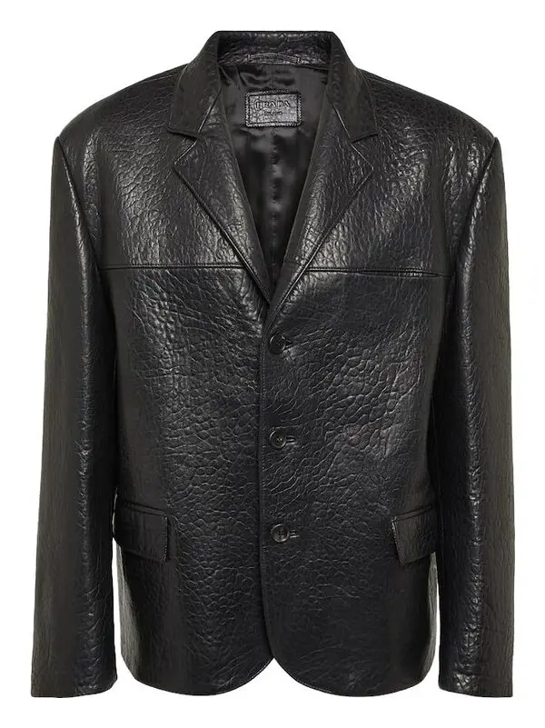 Prada Leather Blazer - Black