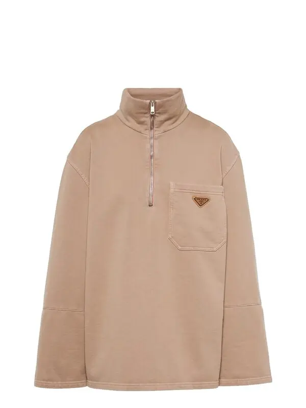 Prada Cotton Half-zip Sweatshirt - Beige